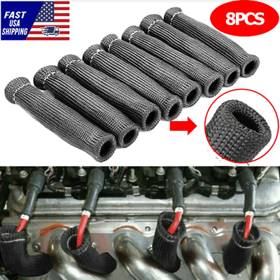 8pcs 2500° 6" Spark Plug Wire Protector Boots Sleeve Heat Shield Cover ...