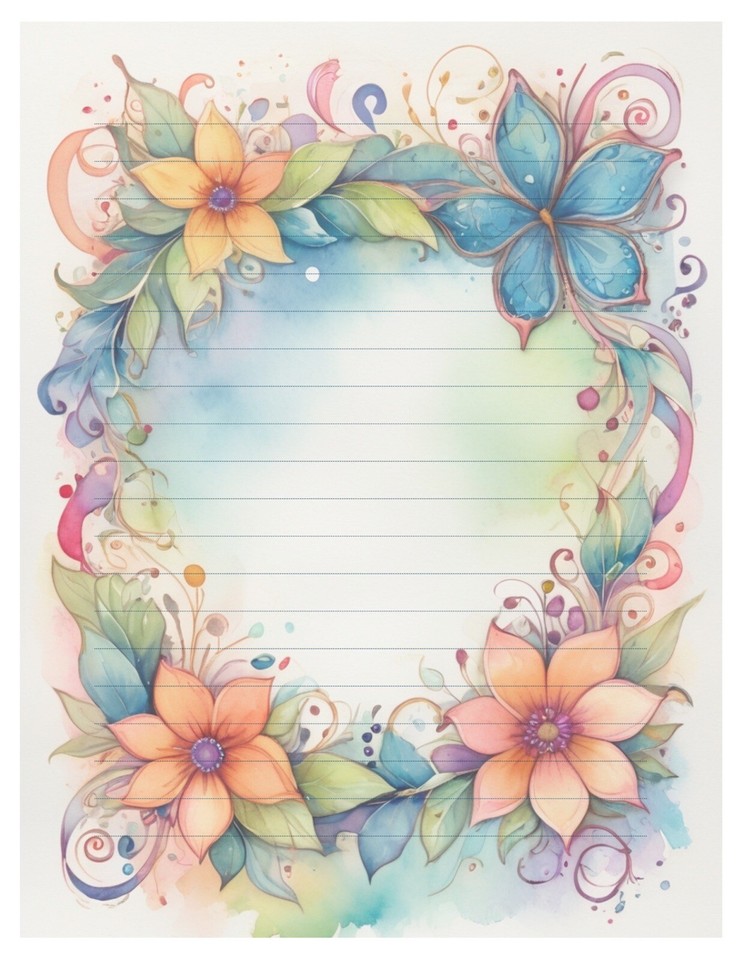 WHIMSY -25 Sheets Watercolor Design Decorative Paper Letter Writing ...