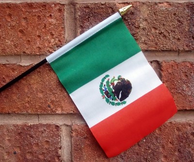 MEXICO HAND WAVING FLAG small 6" x 4" with 10" pole MEXICAN FLAGS | eBay UK