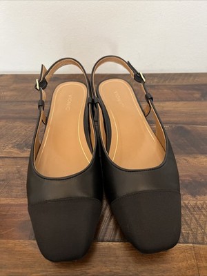 EUC Vionic Petaluma Womans 10 Slingback Supportive Flats Black Leather ...