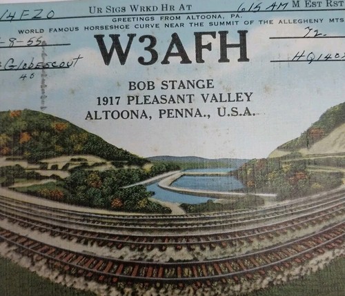 Pennsylvania QSL Radio Card 1955 Bob Stange Railroad Altoona | eBay