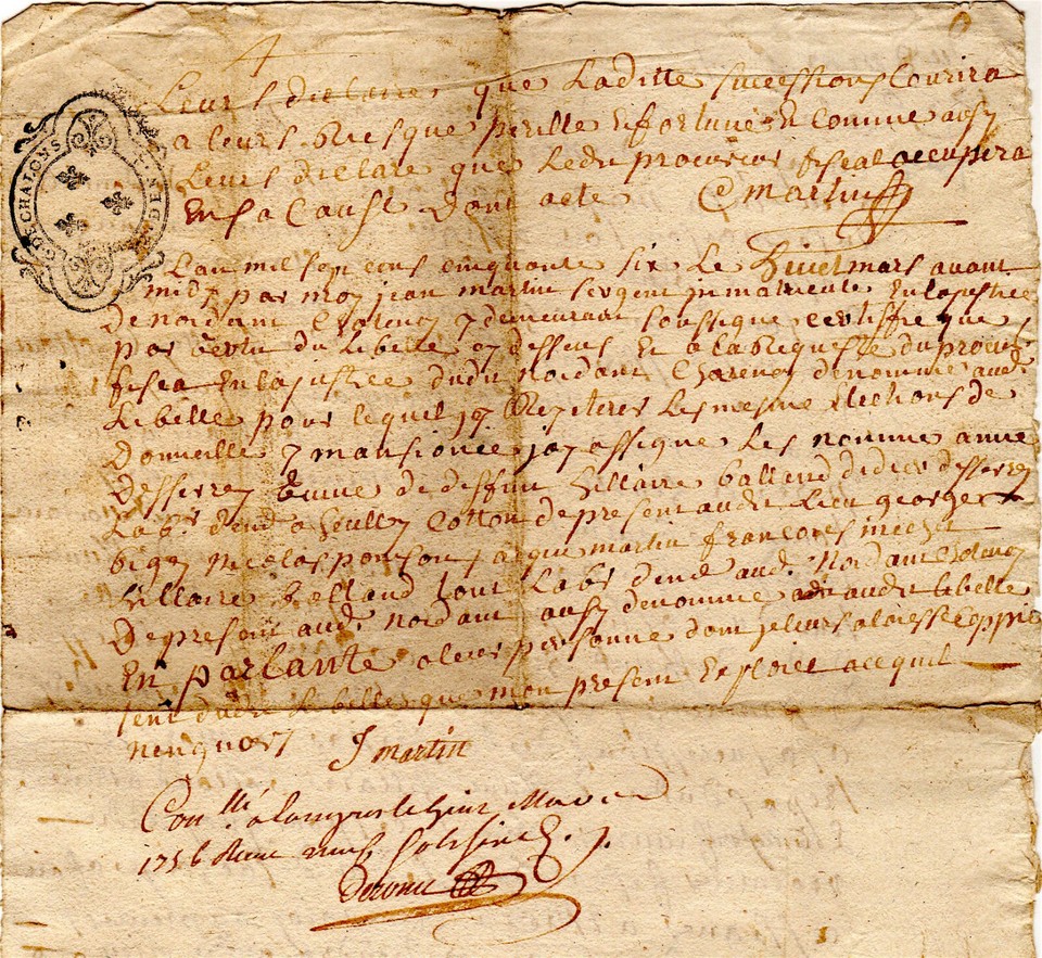 1756 Noidant-Chatenoy Notarial Act Balland Desserey Martin Bigey Mechet ...