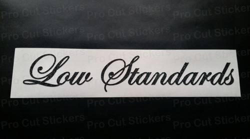 Low Standards Glitter Vinyl Die Cut Car Window Bumper Funny Scene ...