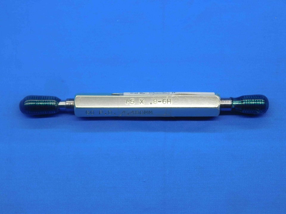 CERTIFIED M5 X .8 6H THREAD PLUG GAGE 5 0.8 GO NO GO P.D.'S = 4.480 & 4 ...
