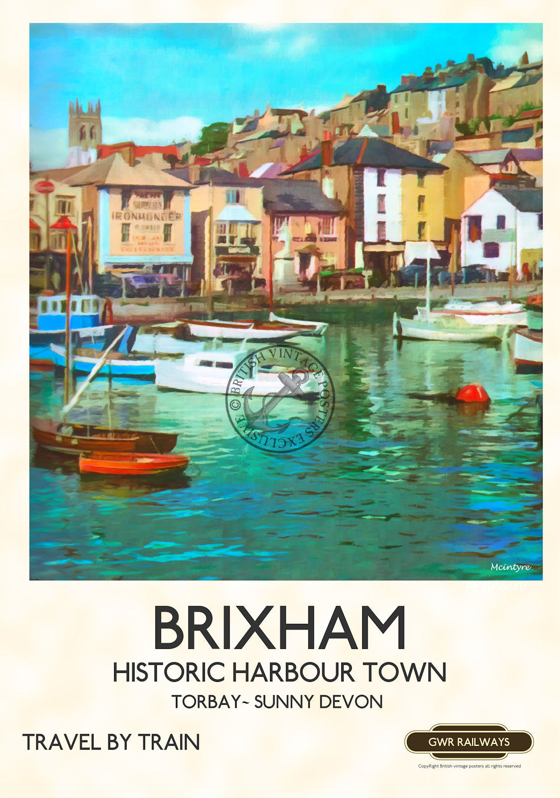 Vintage Railway Poster Devon Brixham Harbour Torbay Travel Ad ART PRINT ...