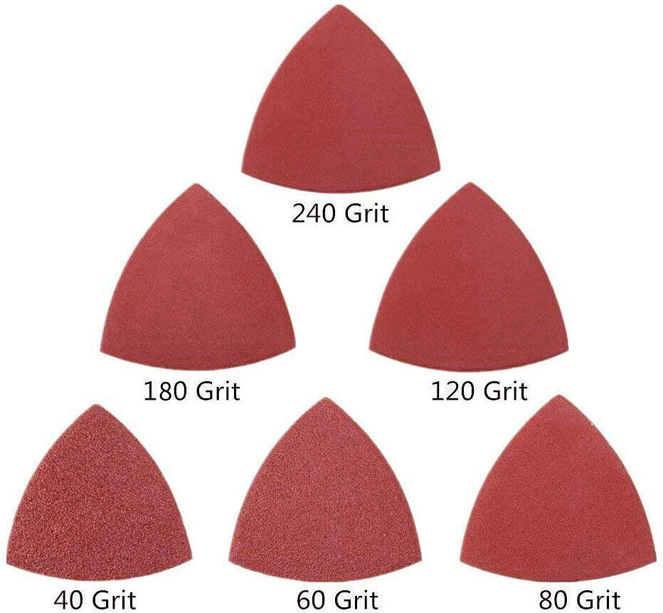 100PCS Multi-Tool Hook Loop Sandpaper Disc Triangle Sanding Pads for ...