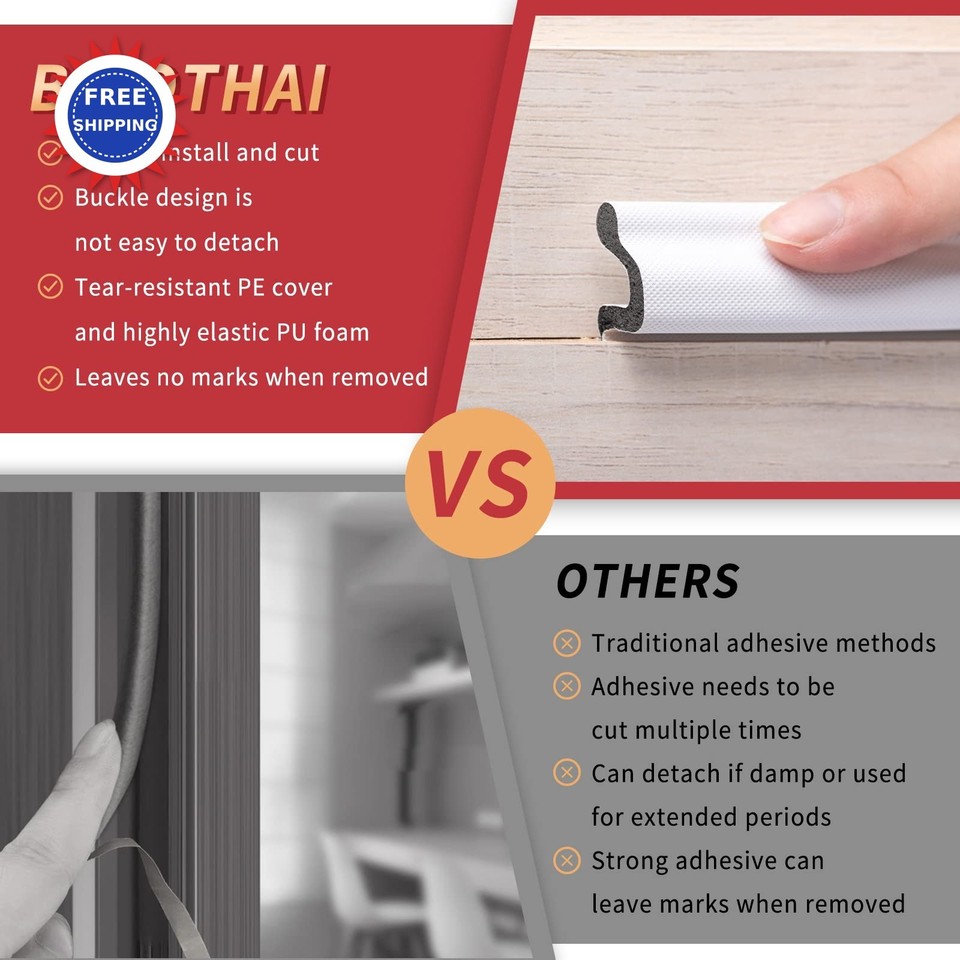 BISOTHAI 40 Feet Long Reach Door Weather Stripping Upgraded V Shaped | eBay