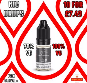 10ml Nicotine Shots Nic Shot Drops 18mg 15mg E Liquid Vape Juice 70VG ...