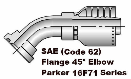16F71-16-16 ... Parker SAE (Code 62) Flange 45°... New ... Lot of 1 ...