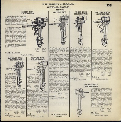 1940 PAPER AD Neptune Boat Outboard Motor Master Junior Twin Deluxe ...