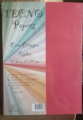 TECNO PAPERS CORO CRIMSON RED OPTIX 200gsm A4 COLOURED PAPER 25 SHEETS ...