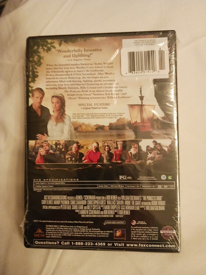 THE PRINCESS BRIDE (2012 DVD) MGM 90TH ANNIVERSARY 27616806420 | eBay