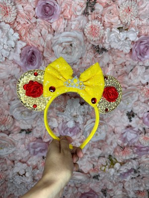 Disney Belle Mickey Ears, Hand made headband, Princess Ears, Disney ...