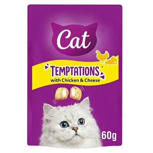 Temptations Delicious Cat Treats with Chicken and Cheese 60 g (Pack of ...