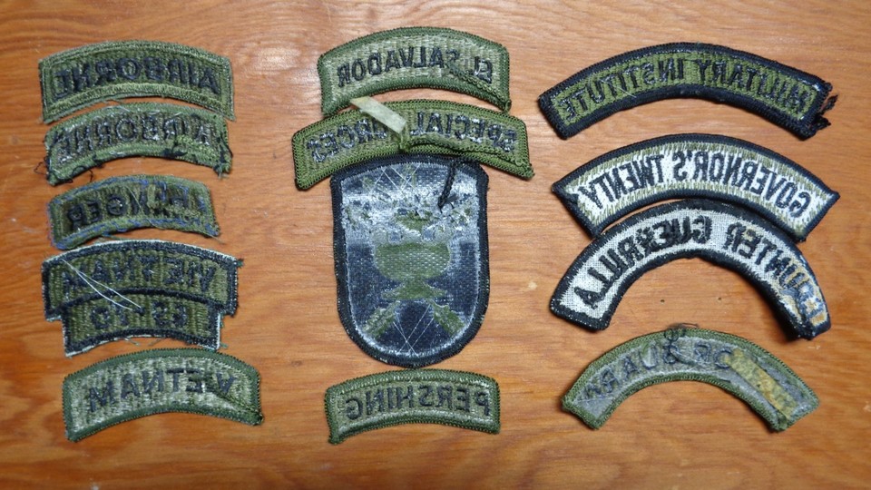 Lot 1980's vintage US Army Airborne Ranger S.F. etc subdued uniform tab ...