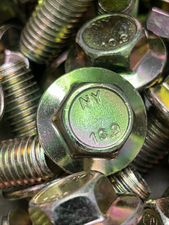 (175) M12-1.75 X 30MM 10.9 Hex Flange Bolts Yellow Zinc Coarse Thread ...