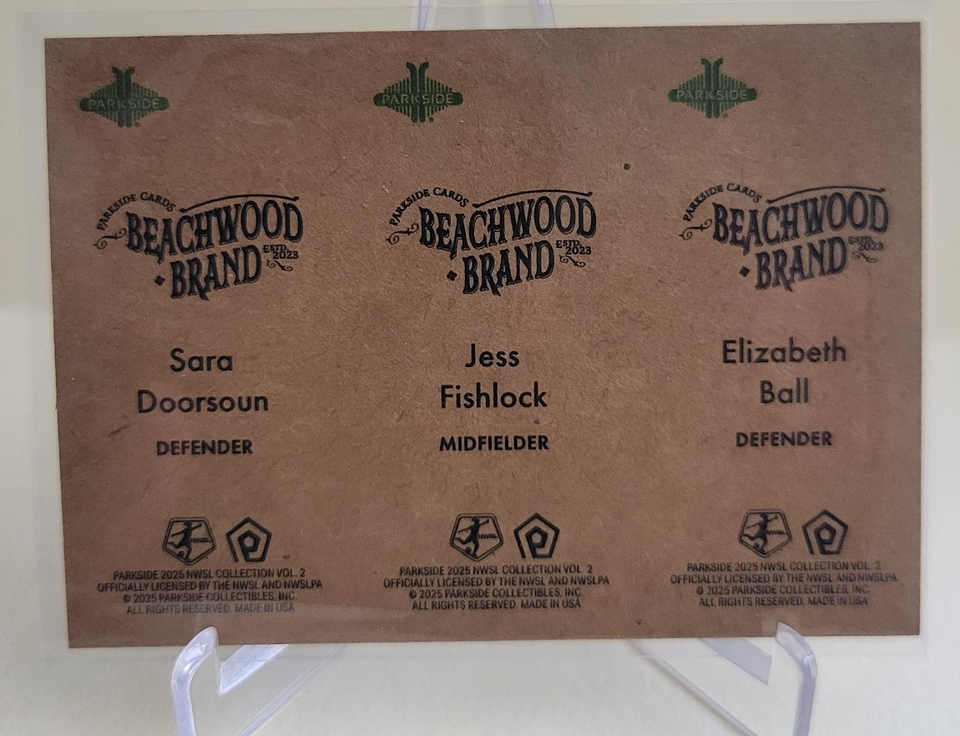 2025 PARKSIDE NWSL VOL 2 BEACHWOOD BRAND BALL, JESS FISHLOCK, SARA ...