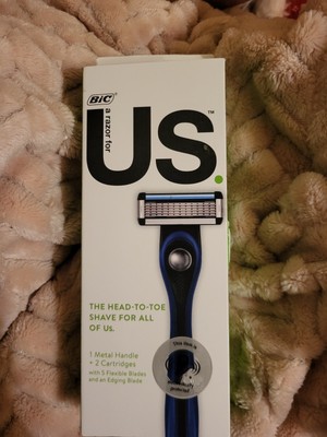 BIC Us. 5-Blade Unisex Razor - 1 Handle + 2 Cartridges - Navy | eBay