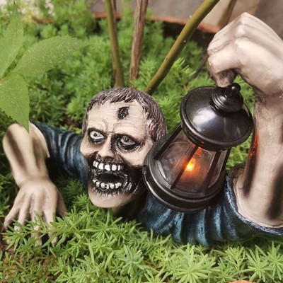 Horror Crawling Zombie Lantern Garden Creative Statue Halloween Prop ...