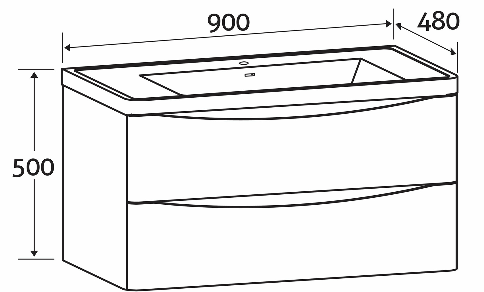 White Wall Hung Two Drawer Eaton 900mm Bathroom Vanity Unit & White ...