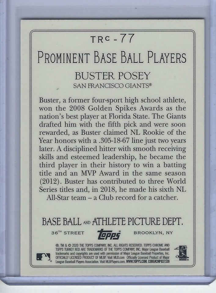 2020 Topps Turkey Red '20 Chrome Buster Posey #TRC77 - San Francisco ...
