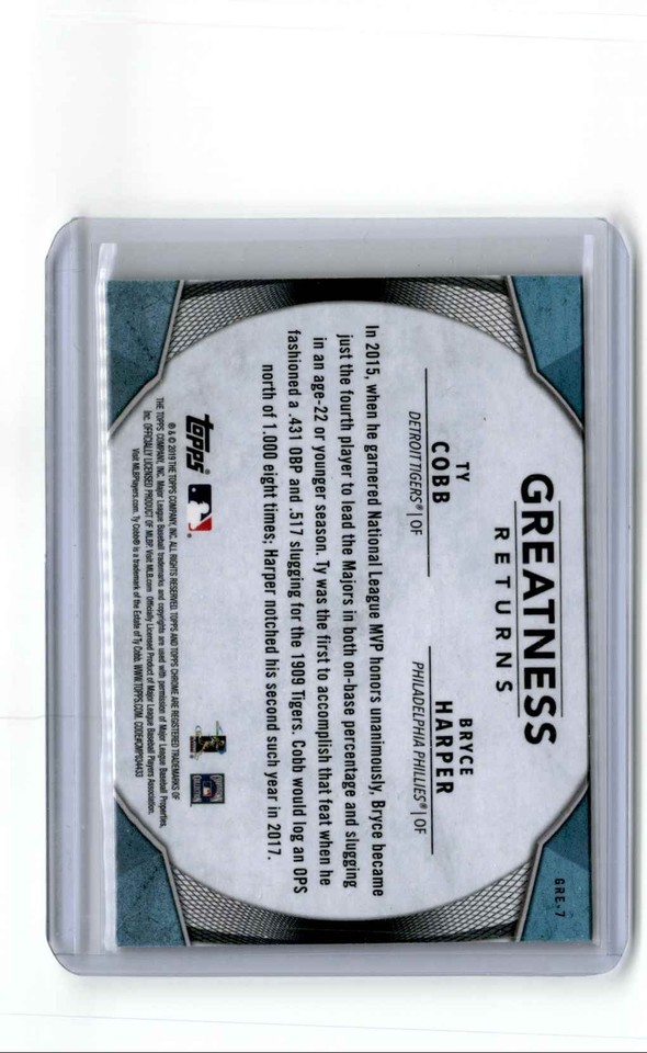 2019 Topps Chrome Greatness Returns Ty Cobb/Bryce Harper Detroit | eBay