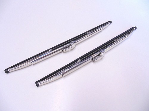 12" Polished Stainless Steel Front Windshield Wiper Blades Pair - New ...