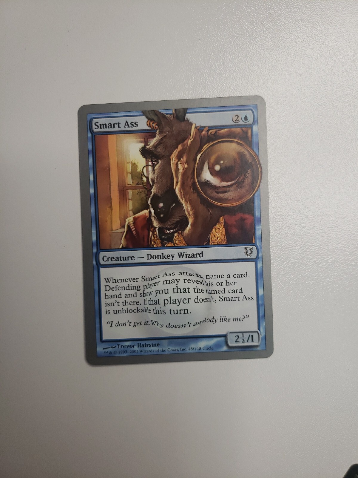 Smart Ass MTG 2004 Blue Donkey Wizard Creature Card Magic the Gathering ...