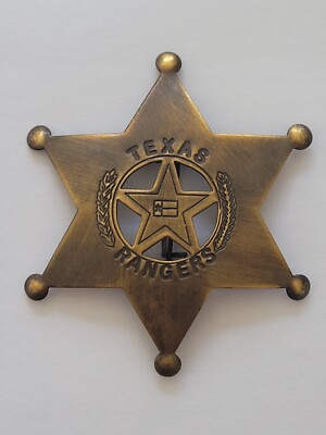 Replica Solid Brass Star Texas Rangers Company B Badge Old West Western ...