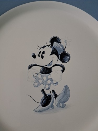 Rare Vintage Disney Ceramic Blue Dinner Plate Sketchbook Minnie ...