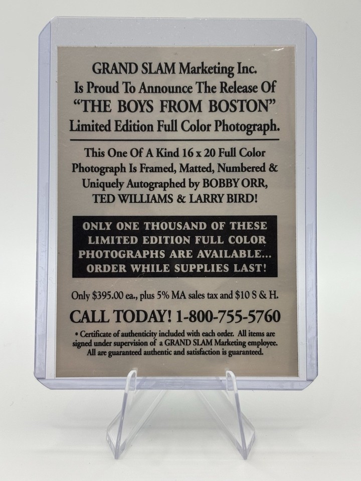 Grand Slam Marketing "The Boys From Boston" Bobby Orr, Ted Williams ...