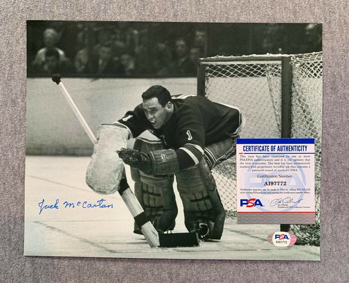 NEW YORK RANGERS- JACK McCARTAN AUTOGRAPH 8x10 ACTION PHOTO PSA/DNA ...