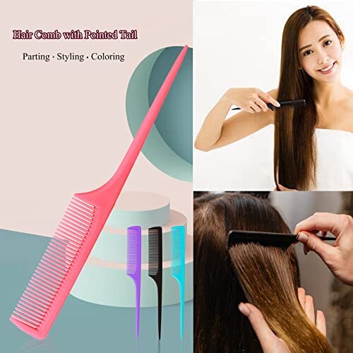 5 PCS Hair Comb Set Wide Tooth Comb for Detangling Fine Tooth Rat Tail ...