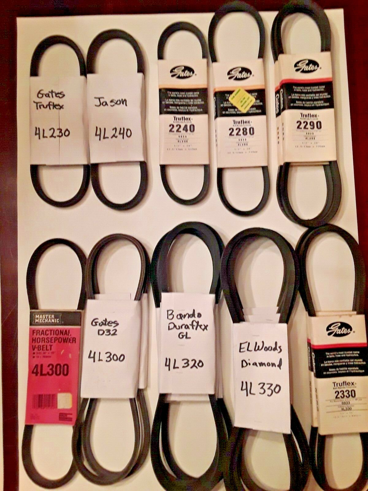 New (NOS) V-Belts Multiple Brands and sizes - Type 4L (1/2"-W) & Series ...