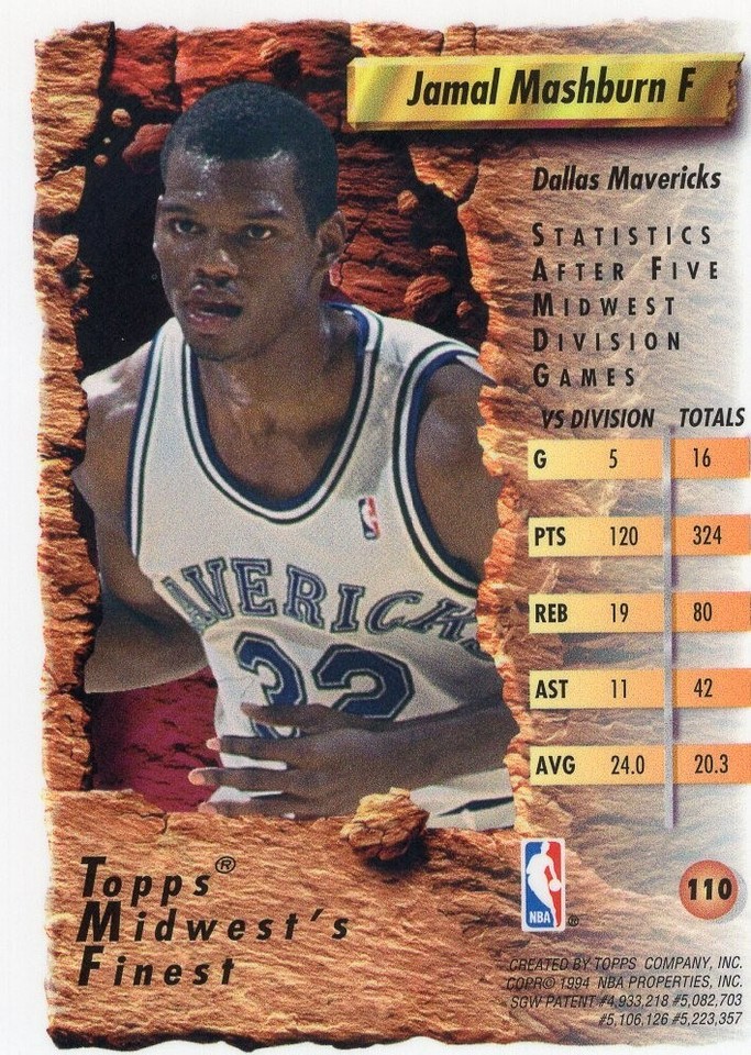 1993-94 Topps Midwest’s Finest Jamal Mashburn #110 Mavericks | eBay