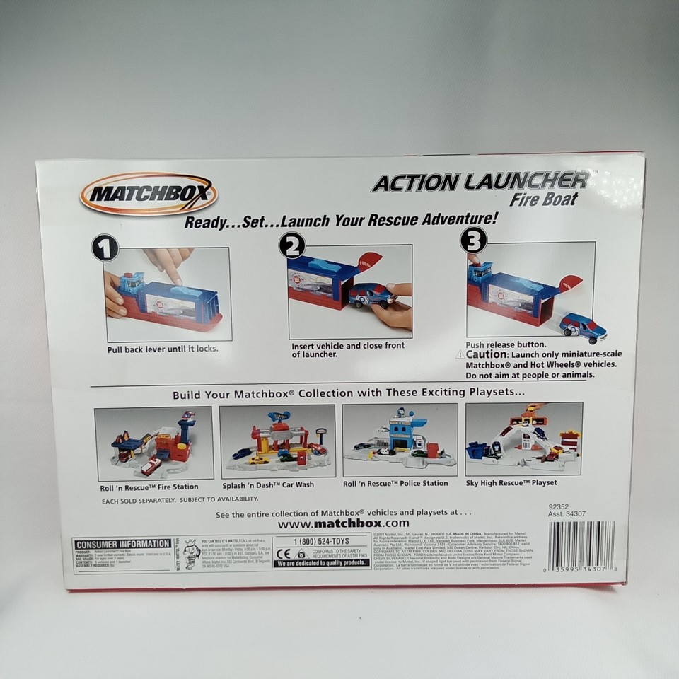 Vintage Toy Mattel Wheels Matchbox Action Launcher Fire Boat Sealed ...