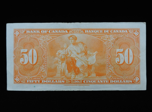 1937 $50 Fifty Dollars Bank of Canada Banknote B/H 4756498 Coyne Towers ...