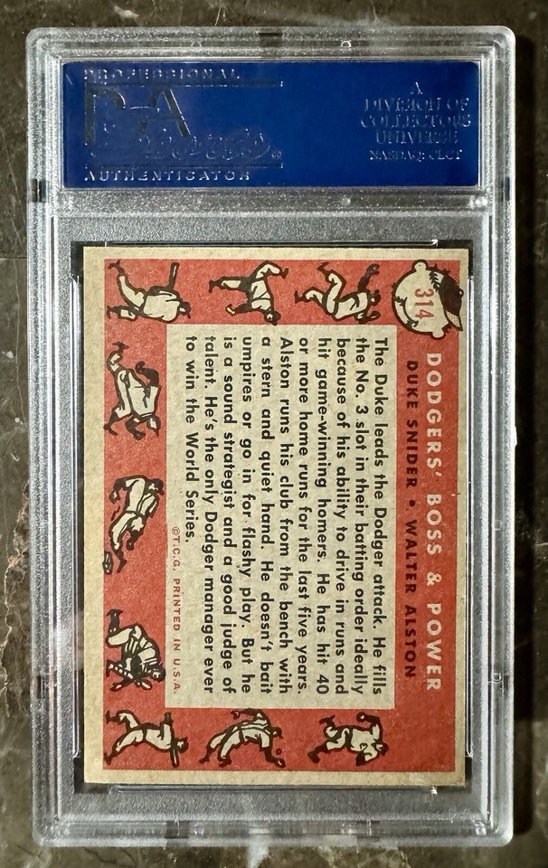 1958 Topps #314 Dodgers’ Boss & Power Duke Snider Walter Alston PSA 7 ...