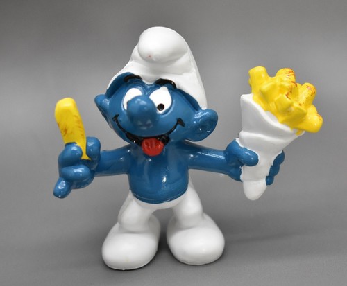 Smurfs French Fries Smurf Vintage PVC Figure Peyo Schleich 1980 | eBay