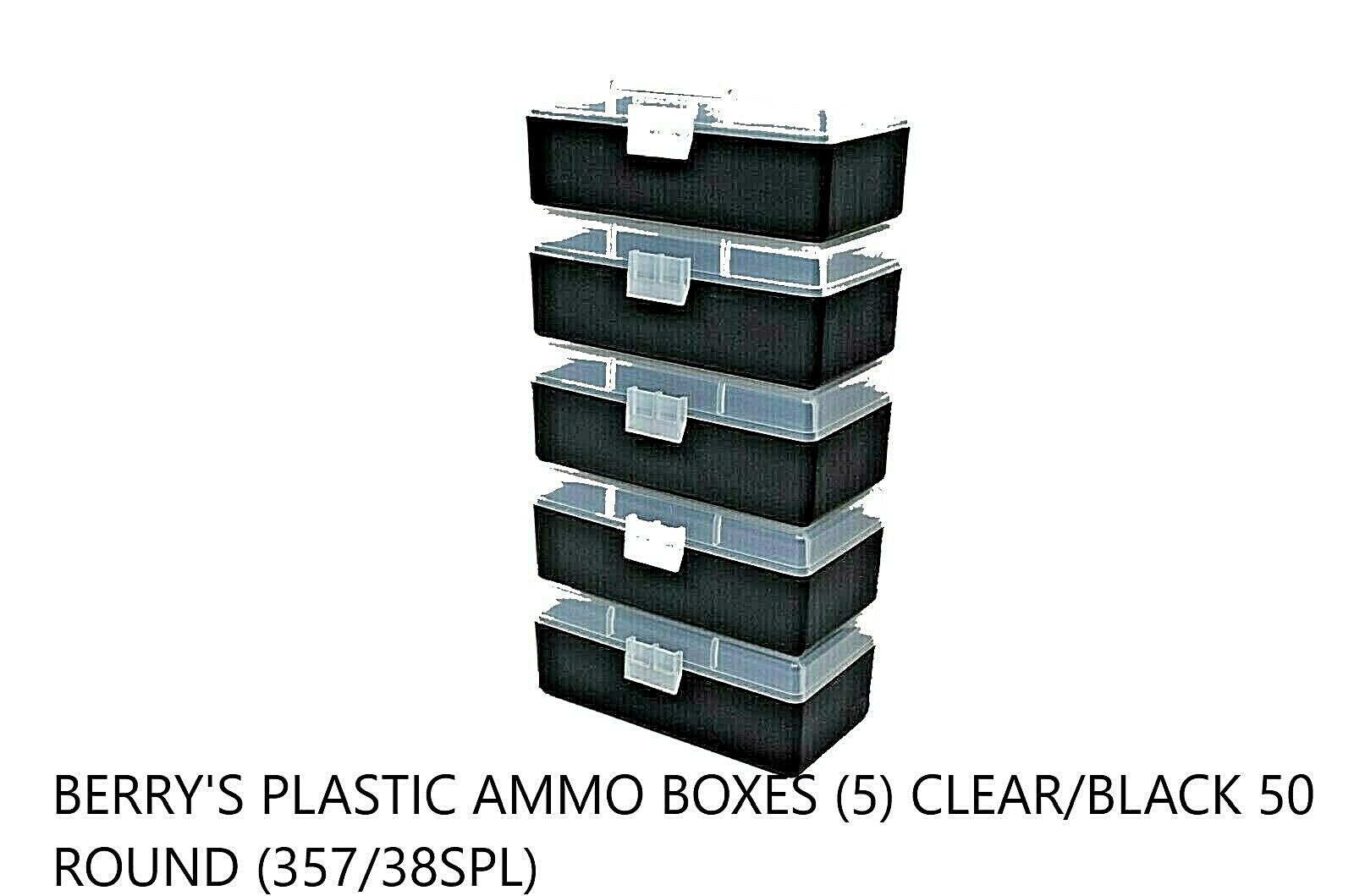 BERRY'S PLASTIC AMMO BOXES (5) CLEAR/BLACK 50 ROUND (357/38SPL) | eBay