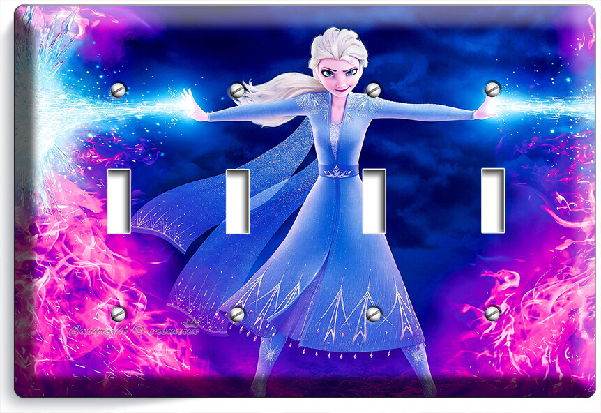 FROZEN 2 ELSA THROWING ICE FLAMES LIGHT SWITCH OUTLET WALL PLATES NEW ...