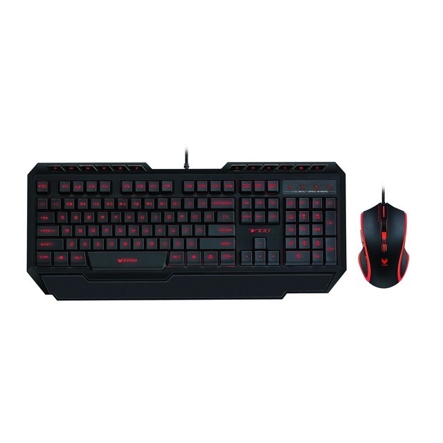 vPro V100 Gaming Backlit Keyboard and Mouse Set Black UK Layout 11674 ...