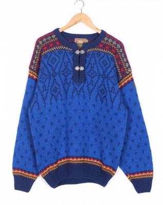 SPORTIQUE Norway Nordic Fair Isle Chunky Wool Jumper Sweater Men Size ...