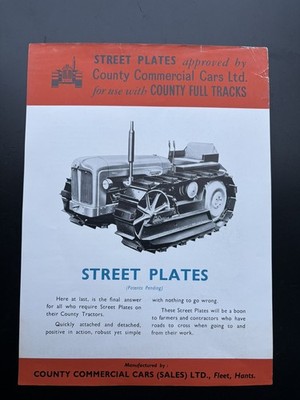 COUNTY CRAWLER TRACTOR BROCHURE SALES LEAFLET STREET PLATE FORDSON ...