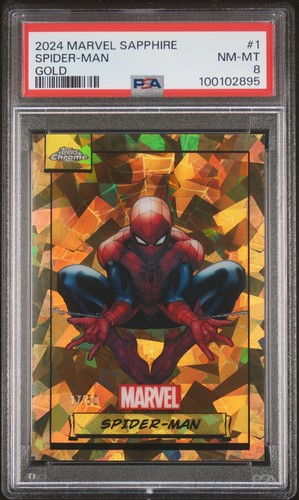 2024 TOPPS CHROME MARVEL SAPPHIRE EDITION GOLD #1 SPIDER-MAN 17/50 PSA ...