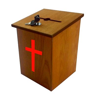 Wood Church Collection Fundraising Box Donation Charity Box with Red ...