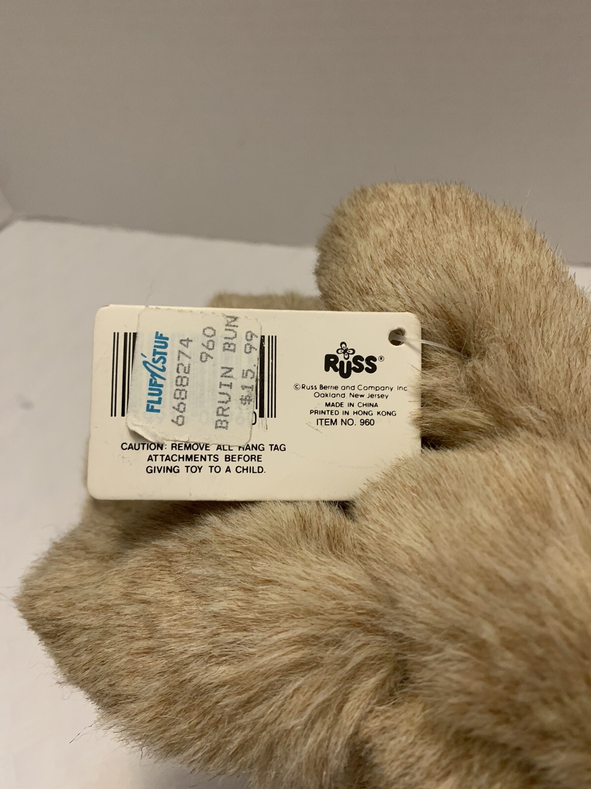 Russ Bruin Bunny Rabbit Plush Brown White Soft Plush Stuffed Animal 8 ...