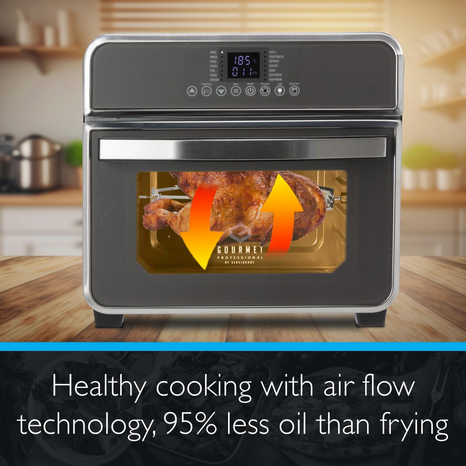 Air Fryer Oven 15L | Huge Capacity Rotisserie Dehydrator | 14 Programs ...