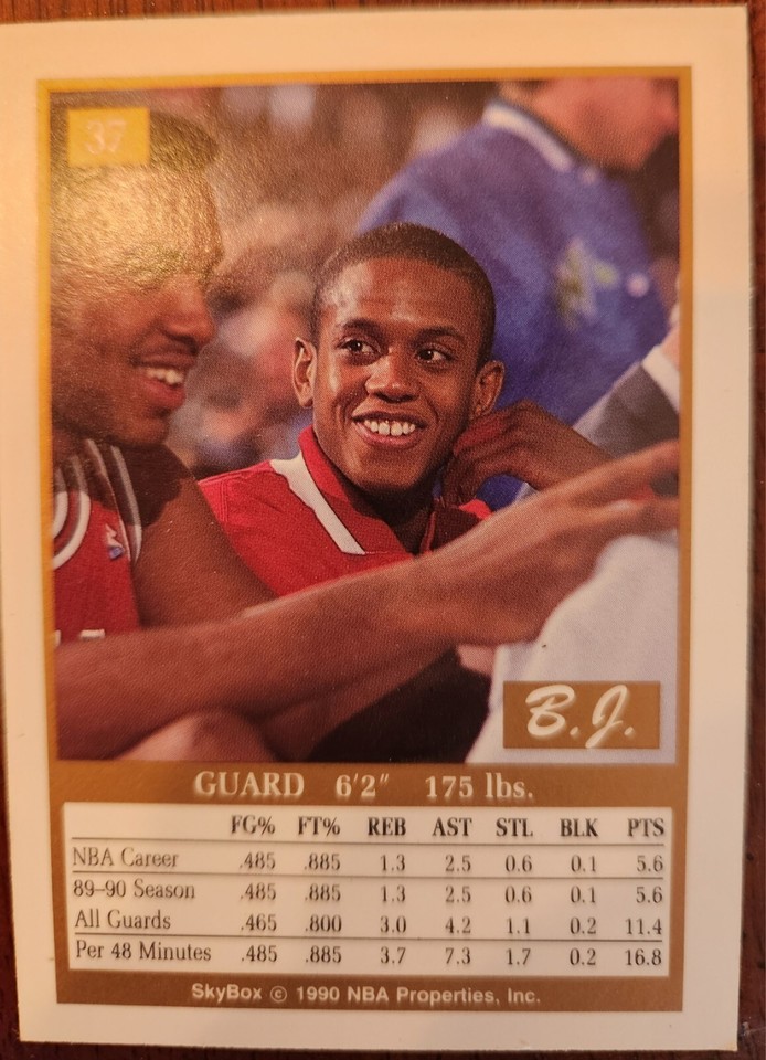 1990 SkyBox #37 B.J. Armstrong Rookie Chicago Bulls Basketball Card | eBay