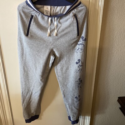 Disney Mickey Mouse Leg Logo Womens Juniors Grey Sweatpants Size L | eBay